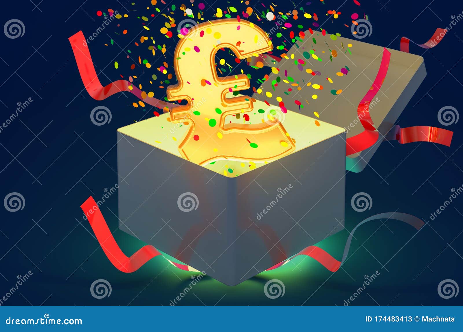 Gift Box with Pound Sterling Sign Inside, 3D Rendering Stock ...