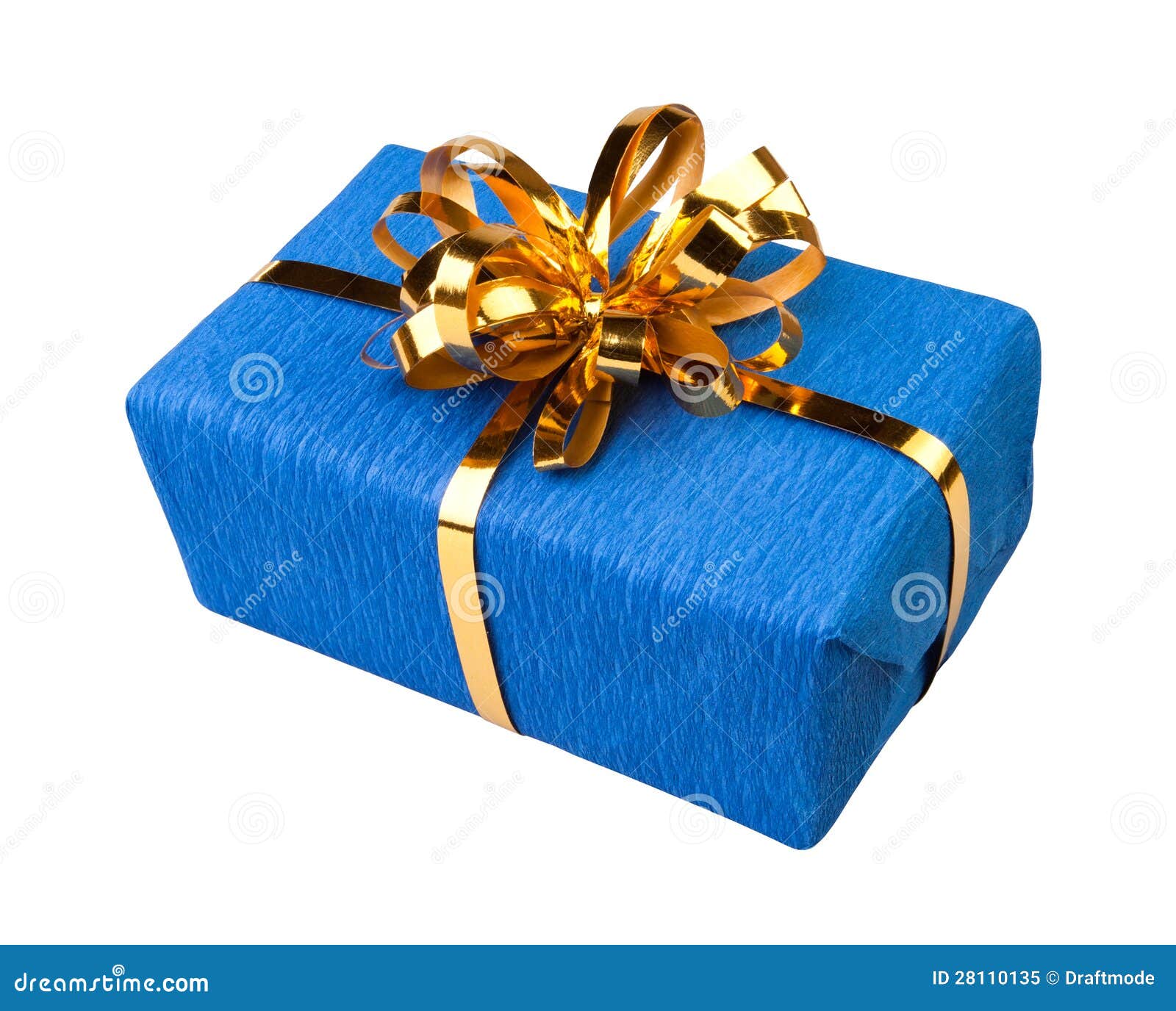 Gift box present blue stock image. Image of blue, golden - 28110135