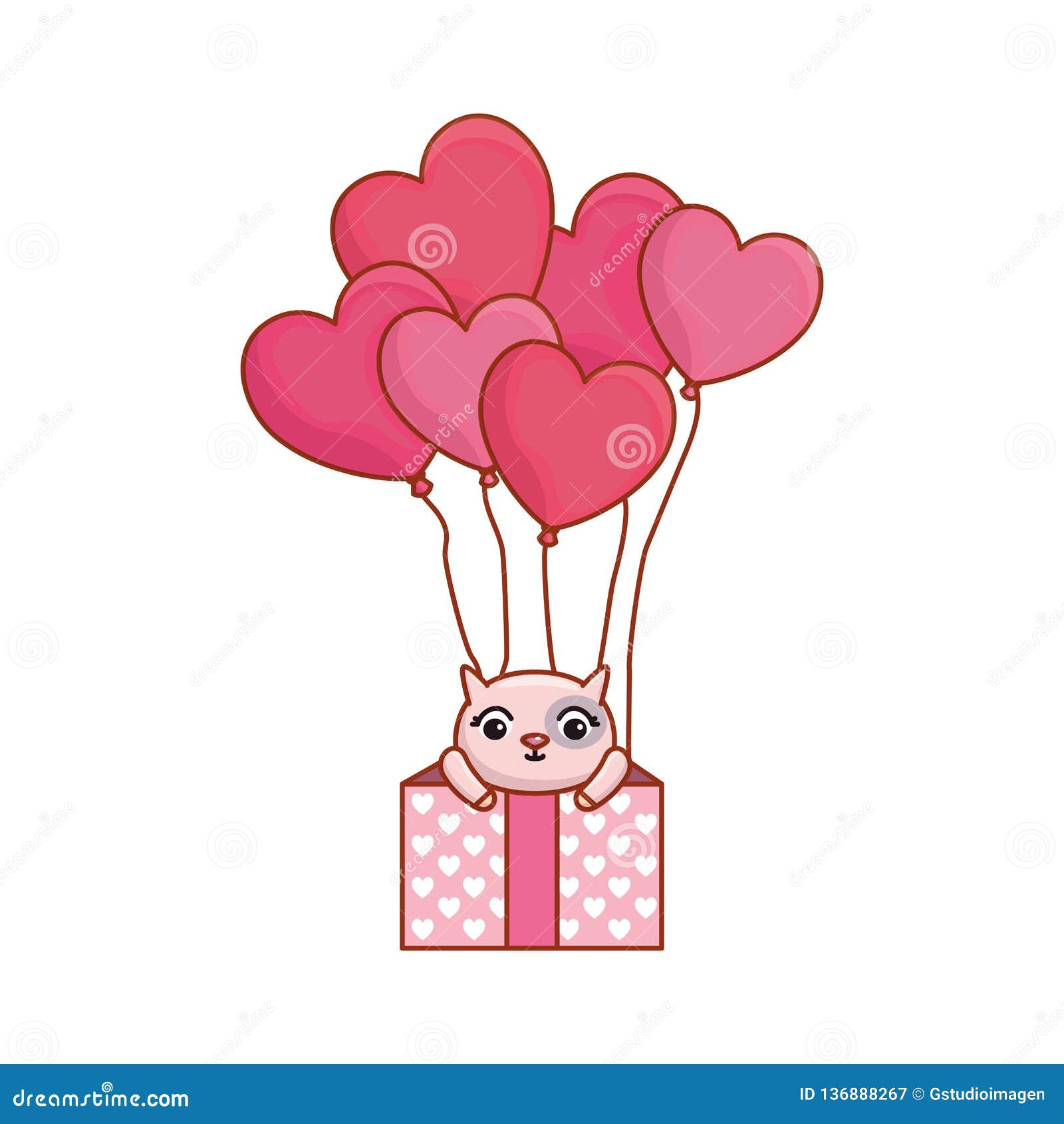 Gift Box Present with Cute Cat Stock Vector - Illustration of feline ...