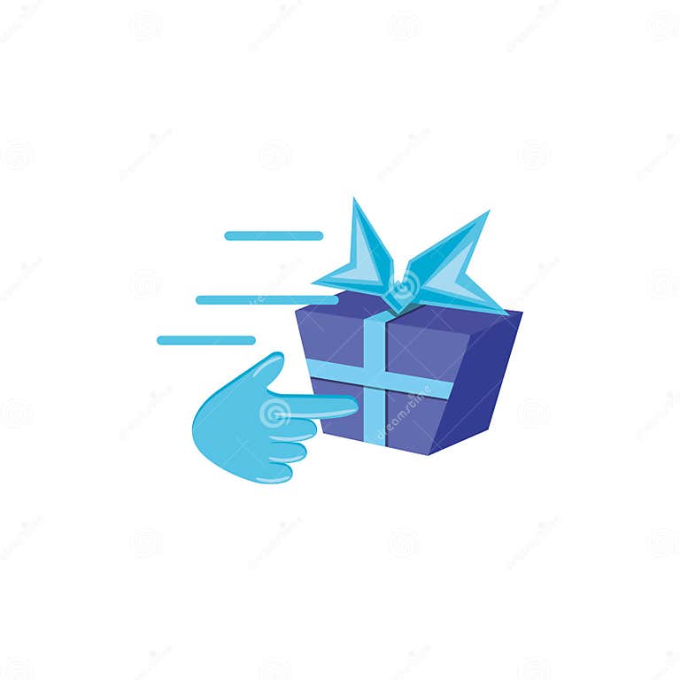 Gift Box Present with Pointer Hand Stock Vector - Illustration of hand ...
