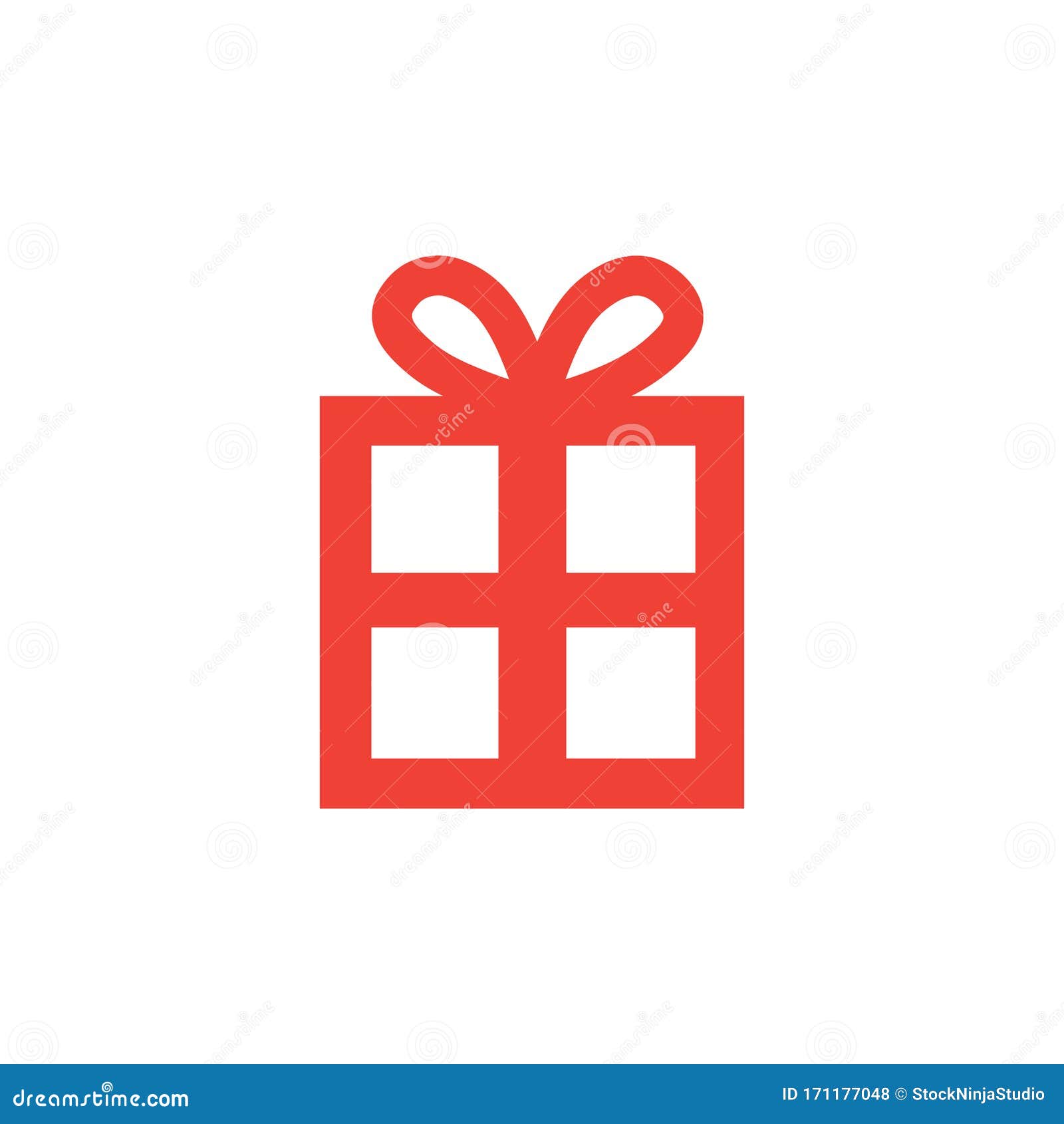 Gift Box Red Icon on White Background. Red Flat Style Vector ...