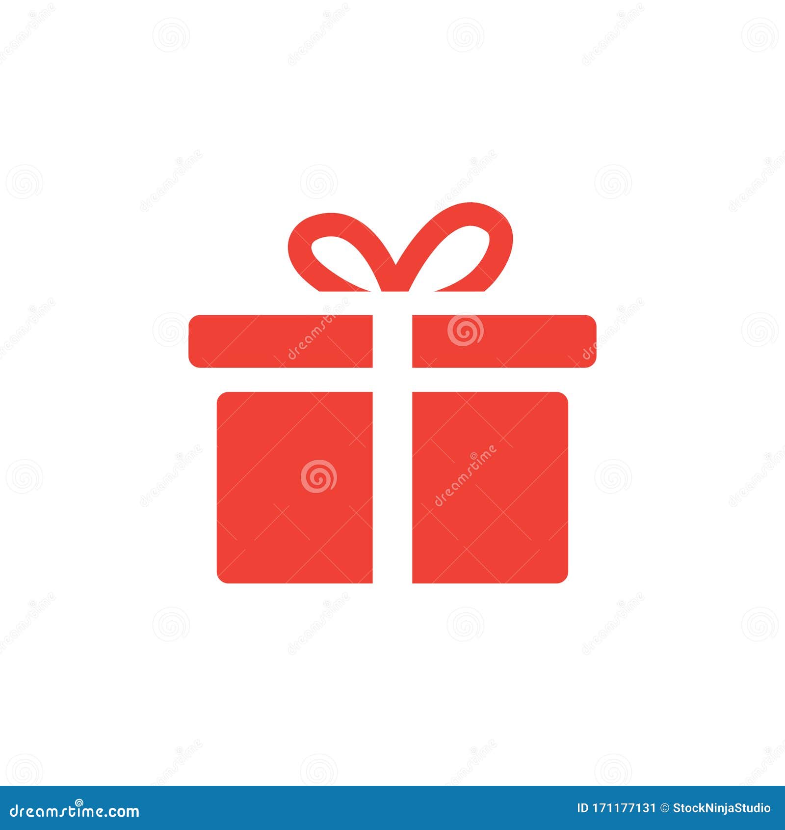 Gift Box Red Icon on White Background. Red Flat Style Vector ...