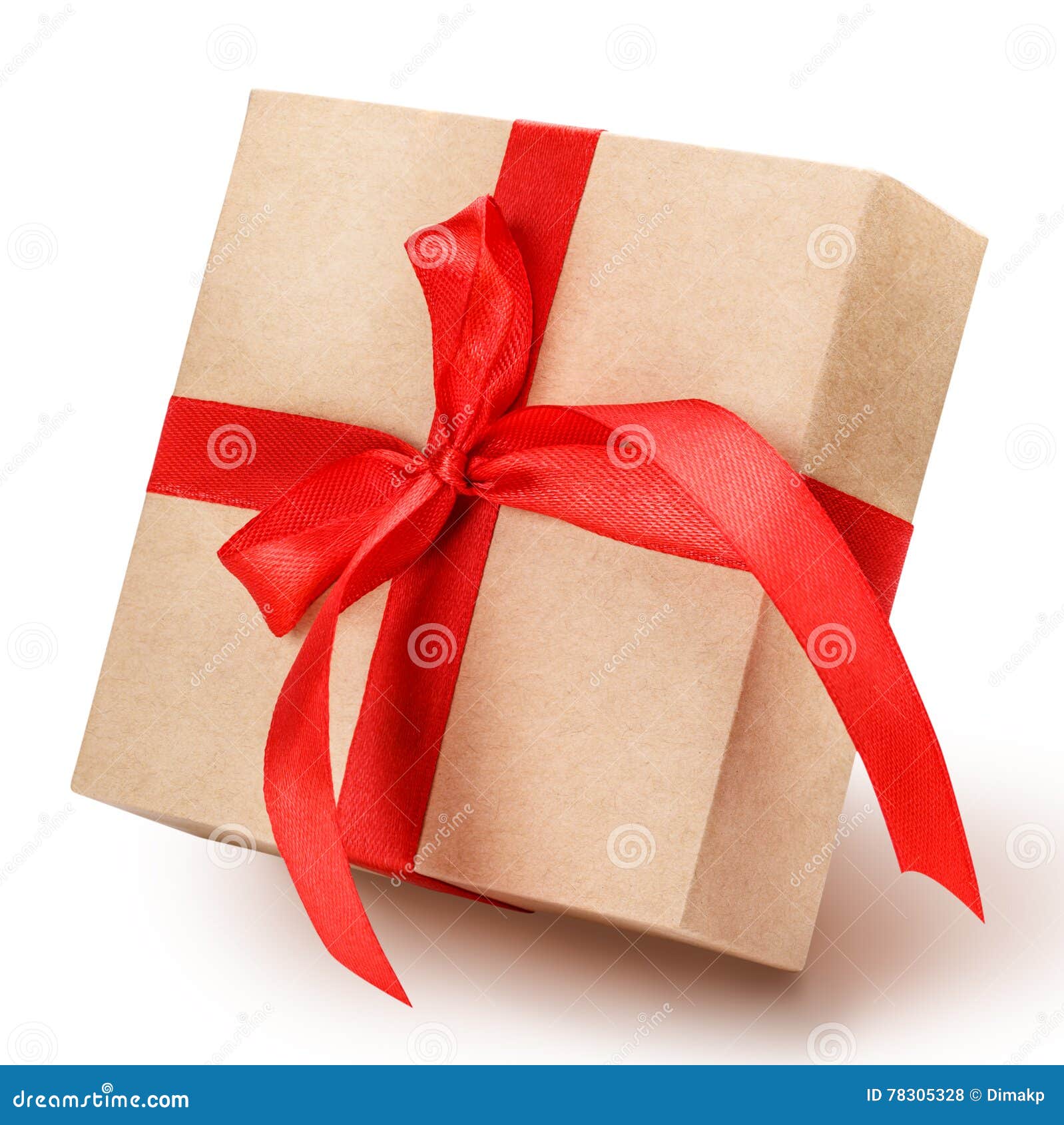 Gift Box with a Red Ribbon and Bow Stock Photo - Image of anniversary ...