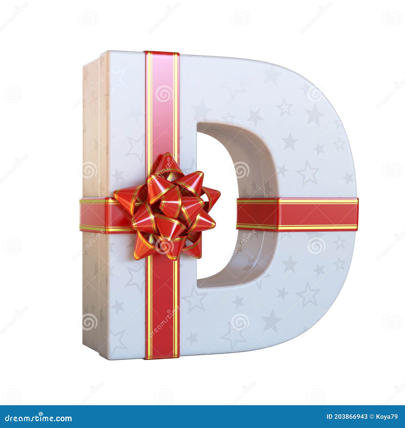 Gift Box with Red Ribbon Bow 3d Font, Present Alphabet 3d Rendering ...