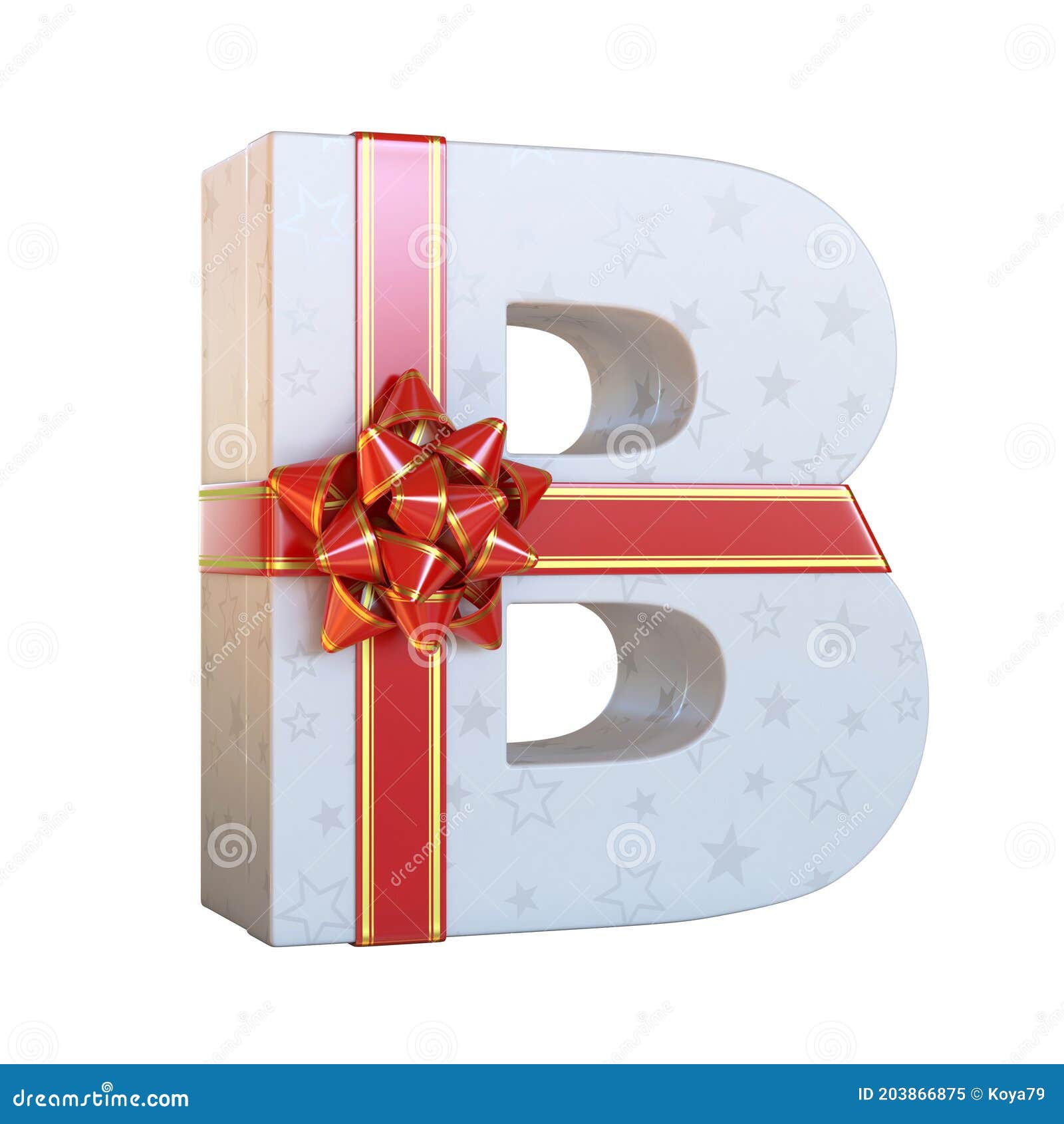 Gift Box with Red Ribbon Bow 3d Font, Present Alphabet 3d Rendering ...