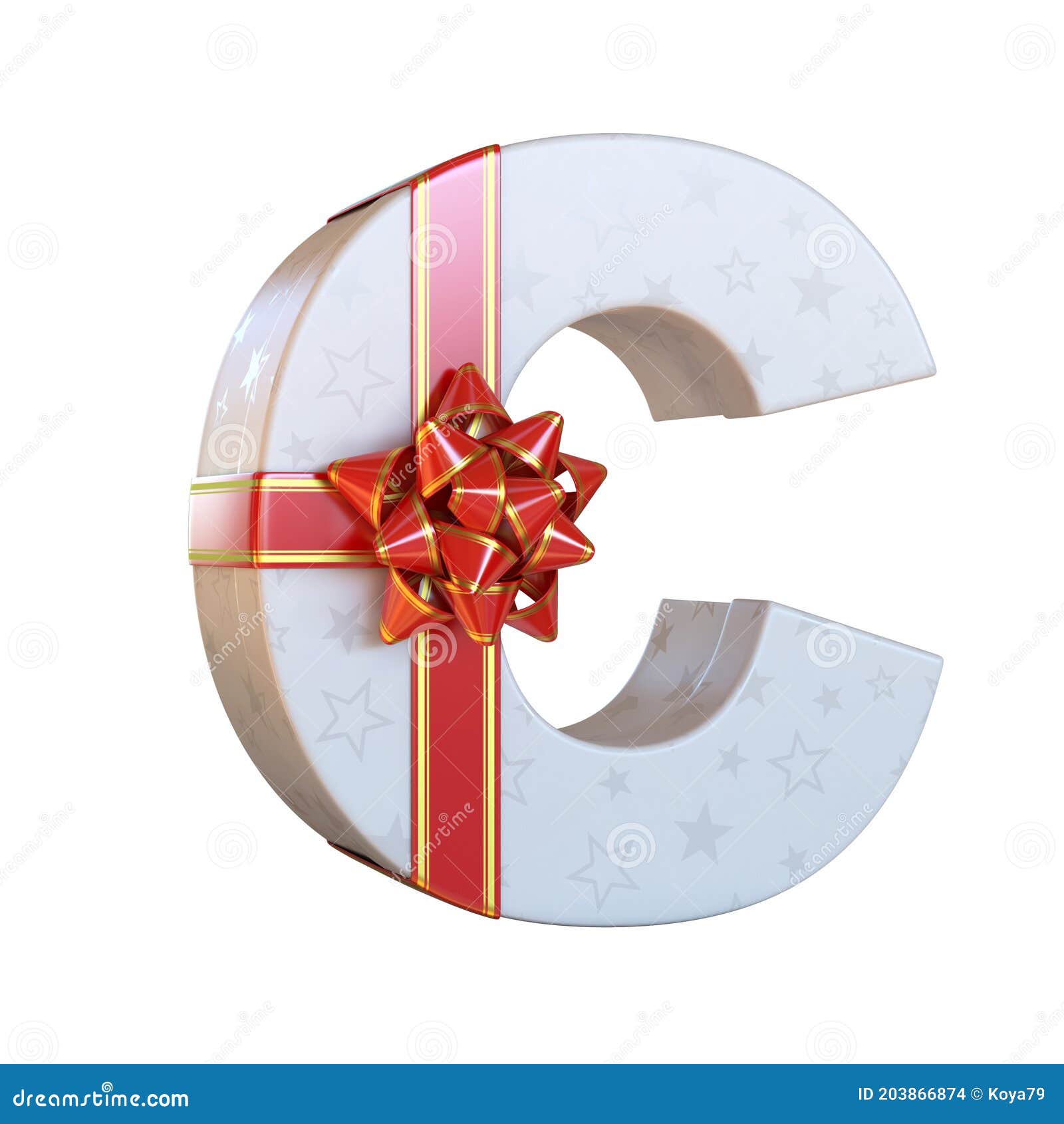 Gift Box with Red Ribbon Bow 3d Font, Present Alphabet 3d Rendering ...