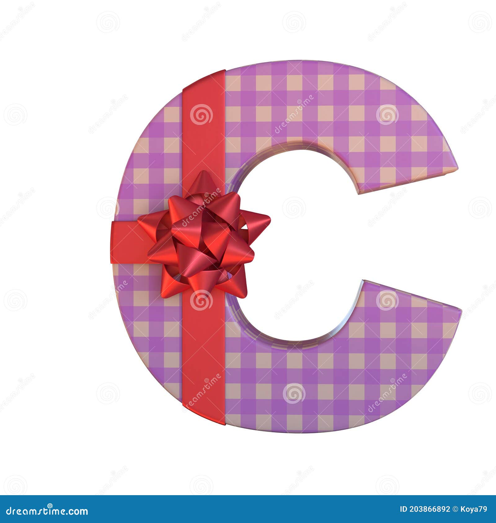 Gift Box with Red Ribbon Bow 3d Font, Present Alphabet 3d Rendering ...