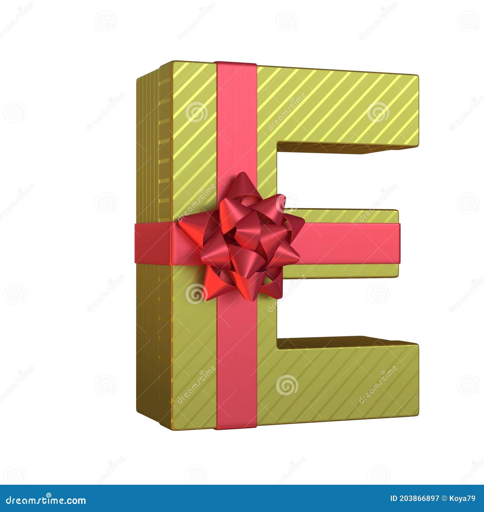 Gift Box with Red Ribbon Bow 3d Font, Present Alphabet 3d Rendering ...