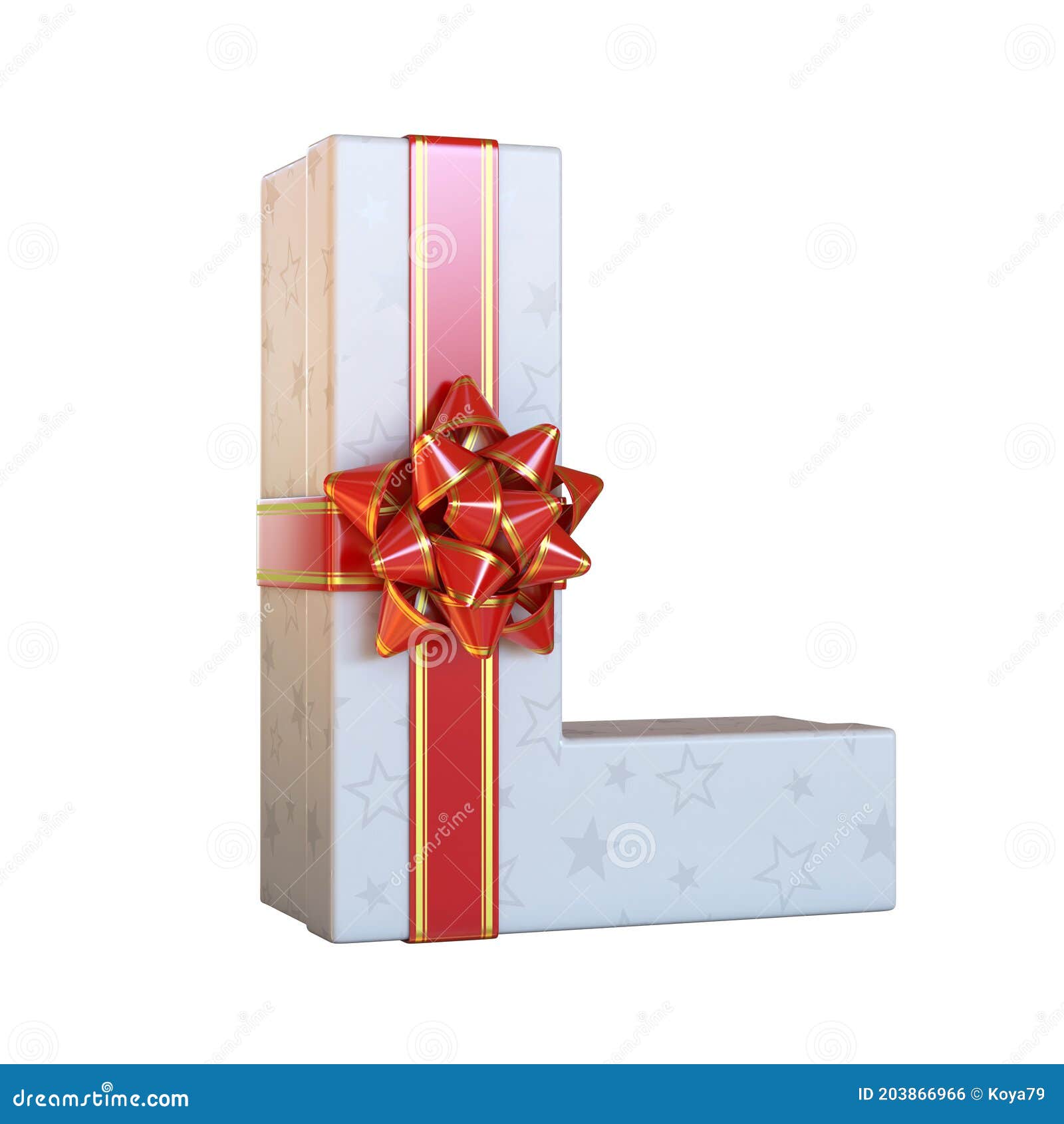 Gift Box with Red Ribbon Bow 3d Font, Present Alphabet 3d Rendering ...