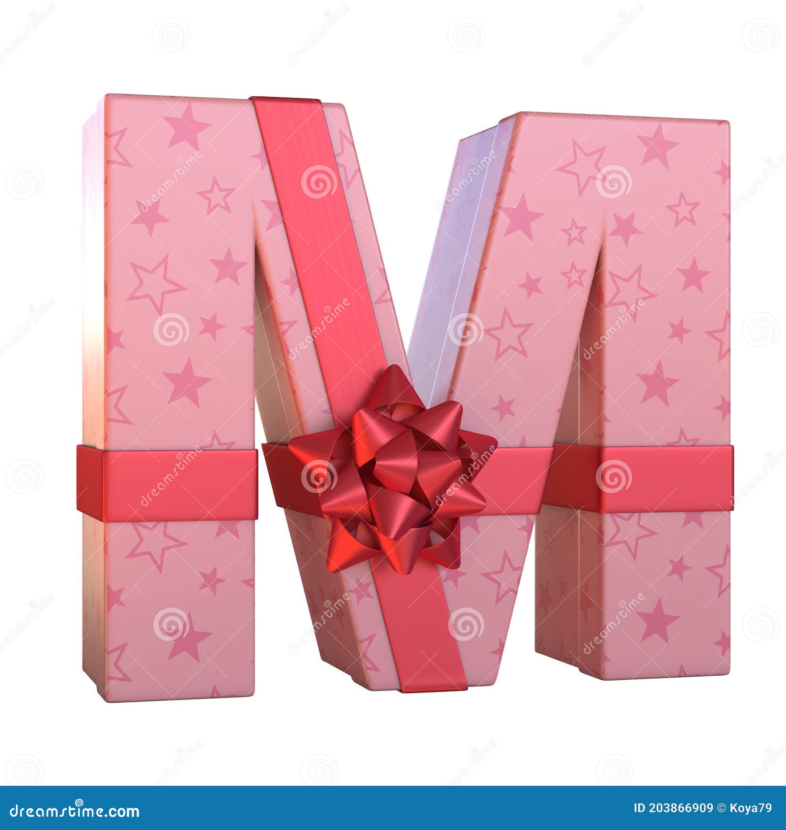 Gift Box with Red Ribbon Bow 3d Font, Present Alphabet 3d Rendering ...