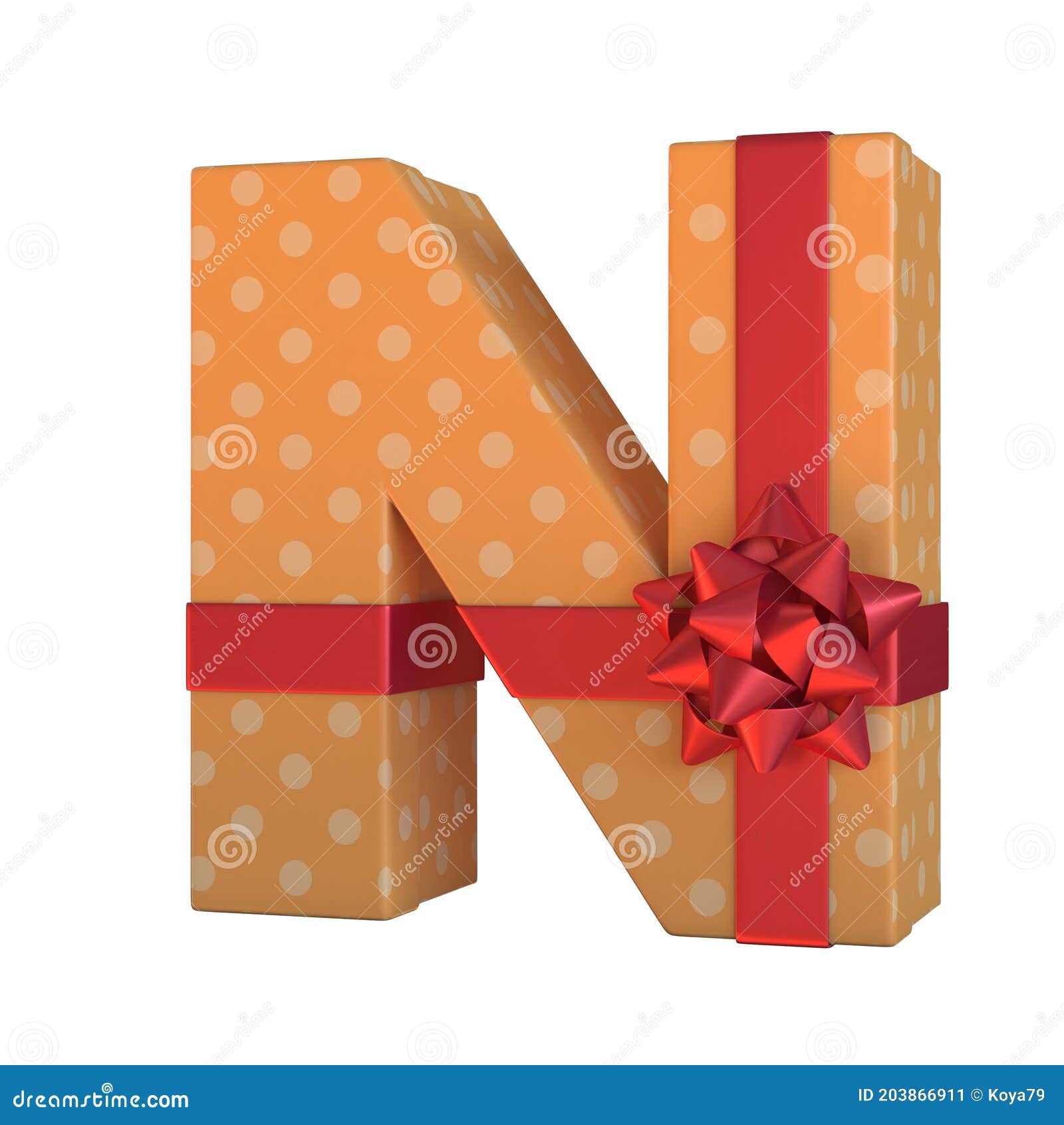 Gift Box with Red Ribbon Bow 3d Font, Present Alphabet 3d Rendering ...