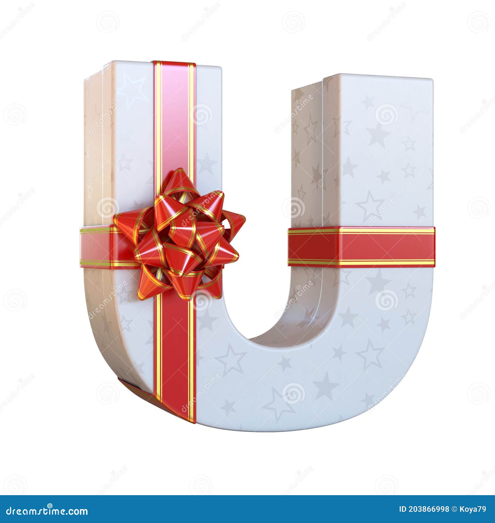 Gift Box with Red Ribbon Bow 3d Font, Present Alphabet 3d Rendering ...