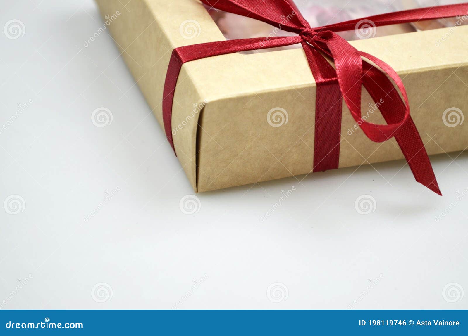 Gift Box with Red Ribbon Bow. Stock Photo - Image of concept, birthday ...