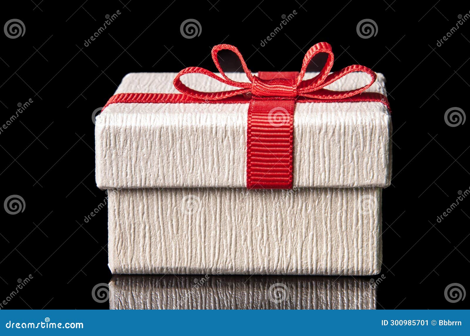 Gift Box with Red Ribbon Isolated on Black with Reflection Stock Image ...