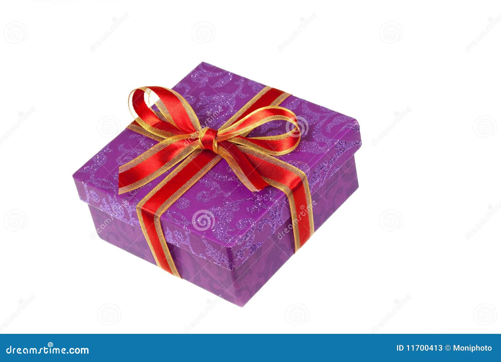 A Gift Box,with Red Ribbon,isolated on White Stock Image - Image of ...