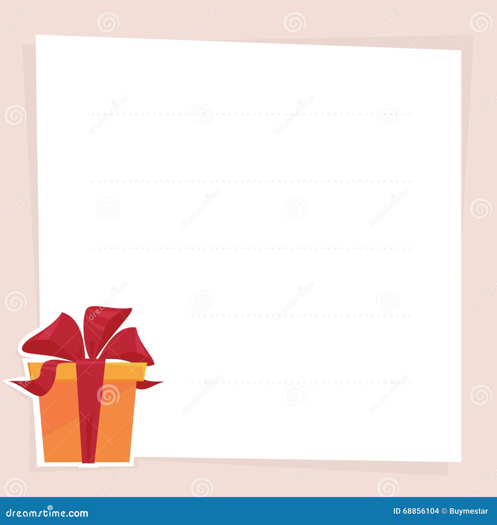 Gift Box with Red Ribbon and White Blank Space for Text - Flat Style ...