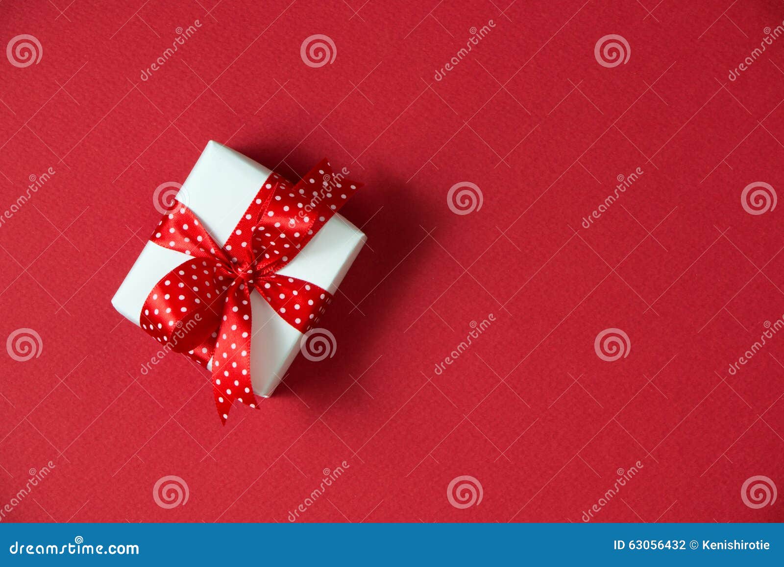 Gift box with red ribbon stock photo. Image of love, seasonal - 63056432