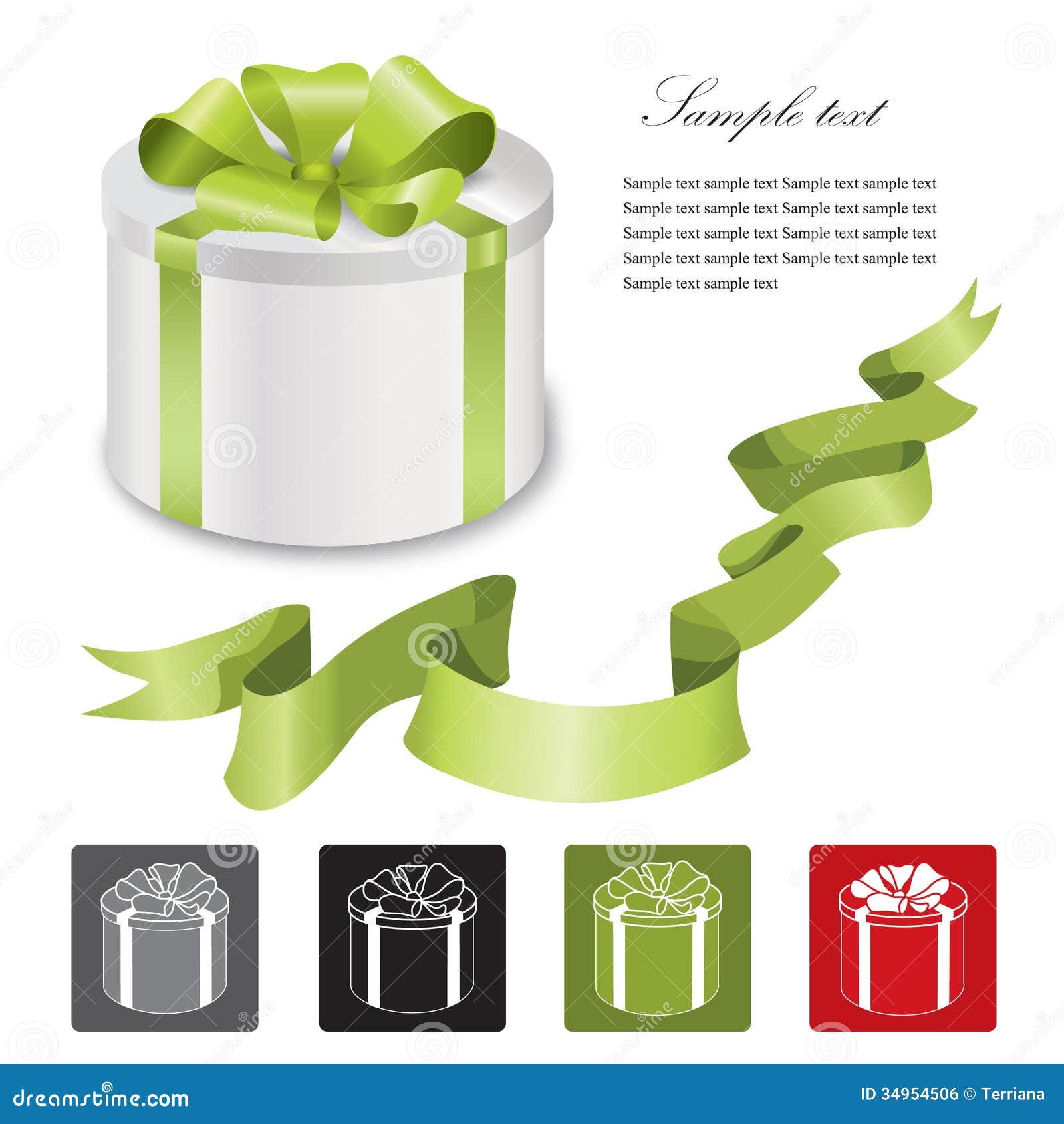 Gift Box with Red Ribbons Bow Set. Stock Illustration - Illustration of ...