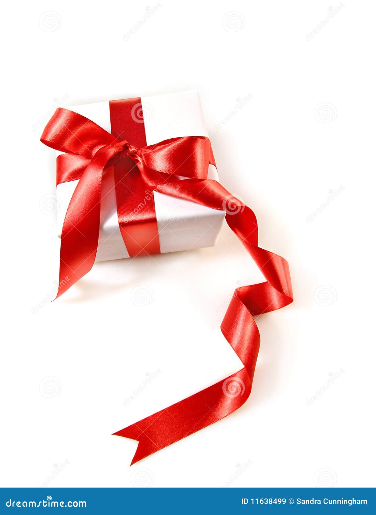 Gift Box with Red Satin Ribbon Stock Image - Image of decor, christmas ...