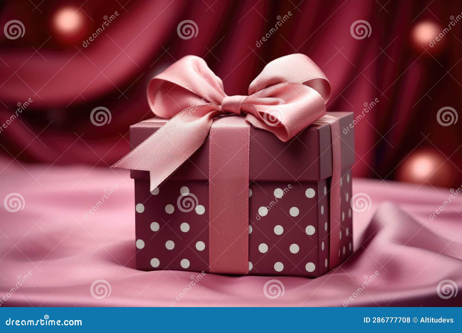 Gift Box with Ribbon and Bow Close-up Stock Photo - Image of present ...