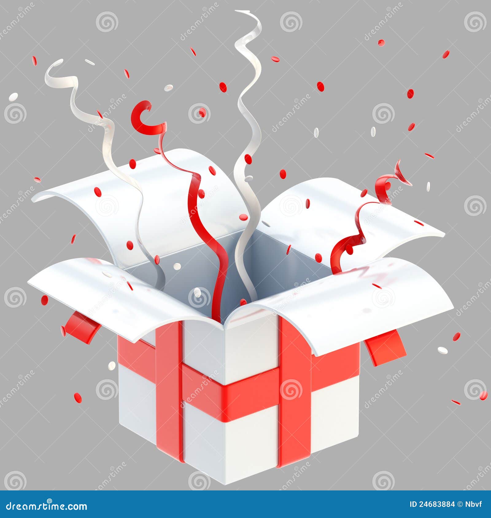 Gift Box with Ribbon, Confetti Isolated Stock Illustration ...