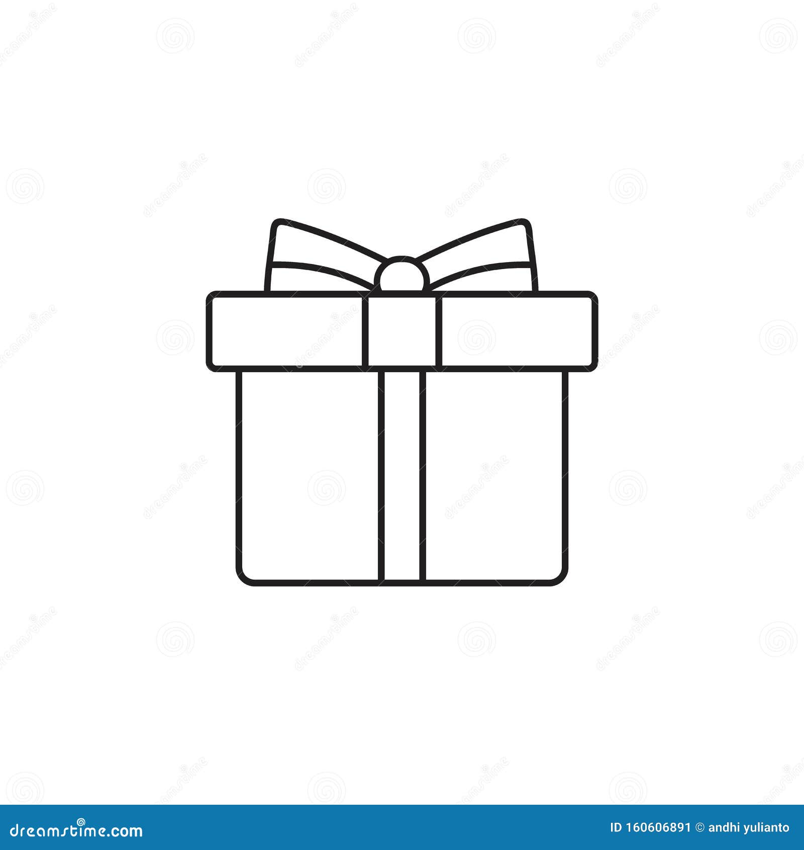 Gift Box with Ribbon Knot in Outline Style Vector Icon Logo Design ...