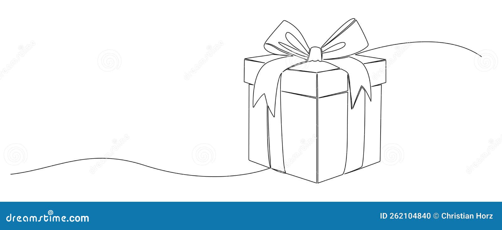 Gift Box with Ribbon Single Line Drawing Stock Vector - Illustration of ...