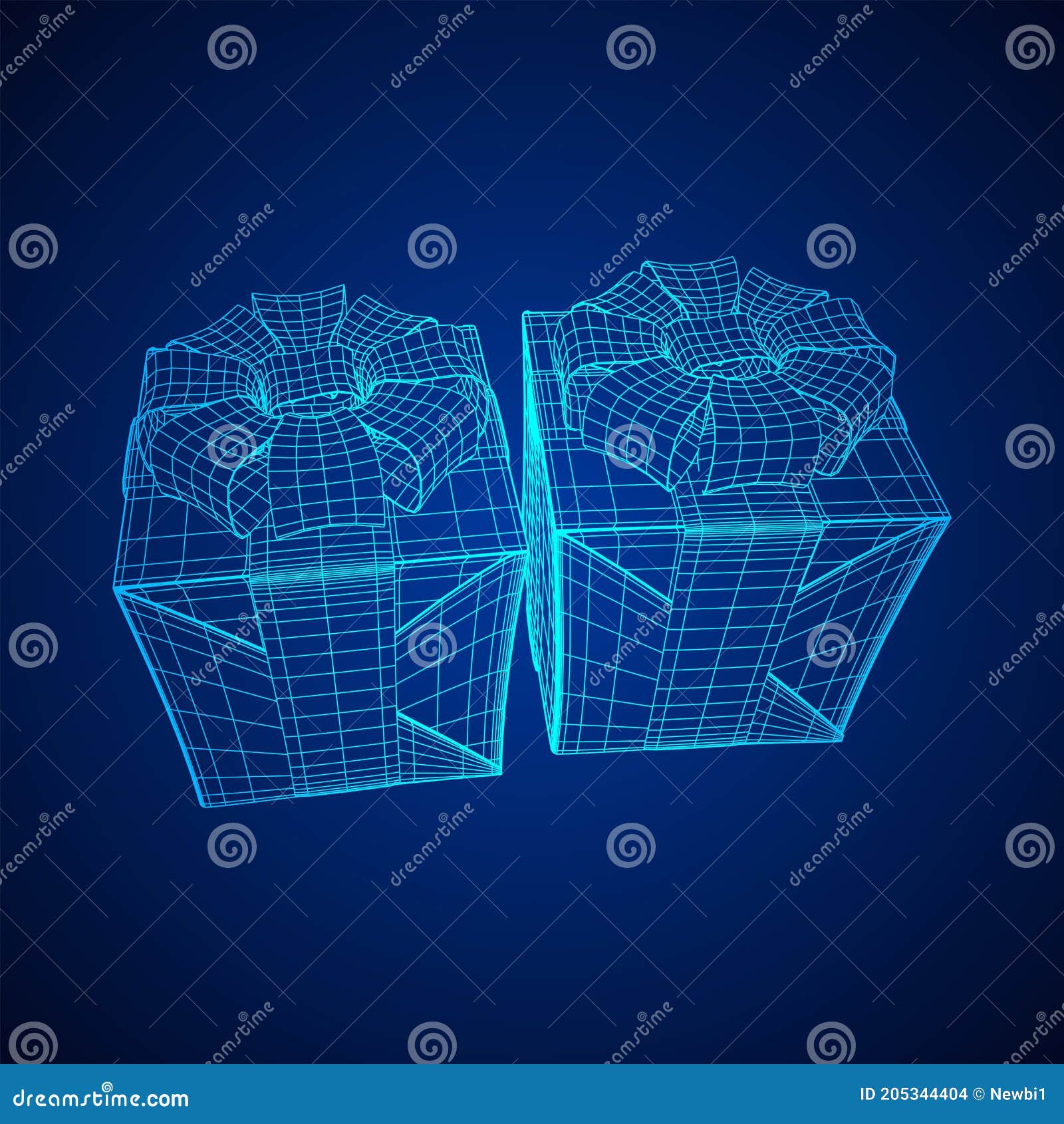 Gift Box with Ribbon Wireframe Stock Vector - Illustration of party ...