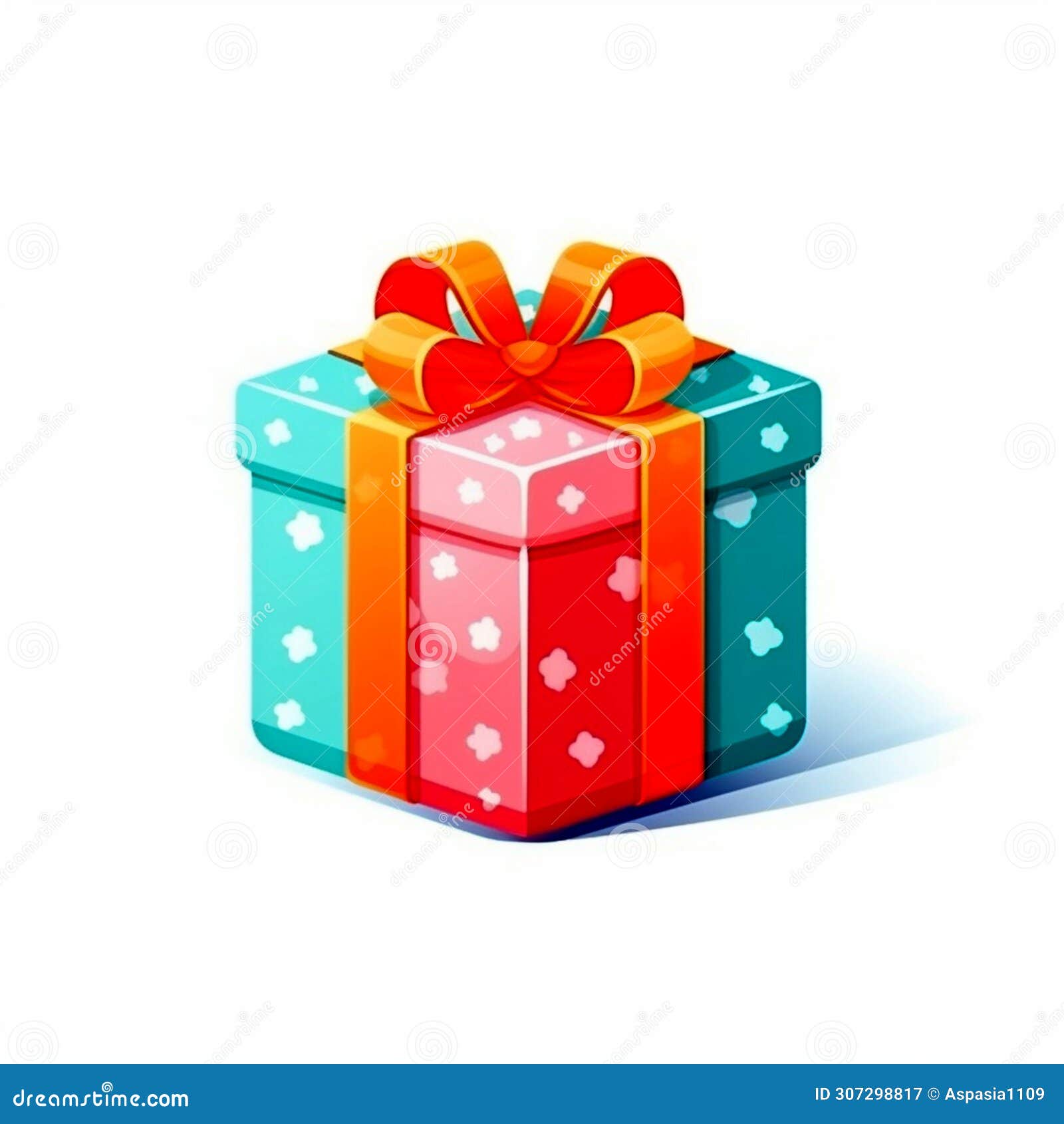 Gift Box with Ribbons in Vector Style on White Background Stock ...