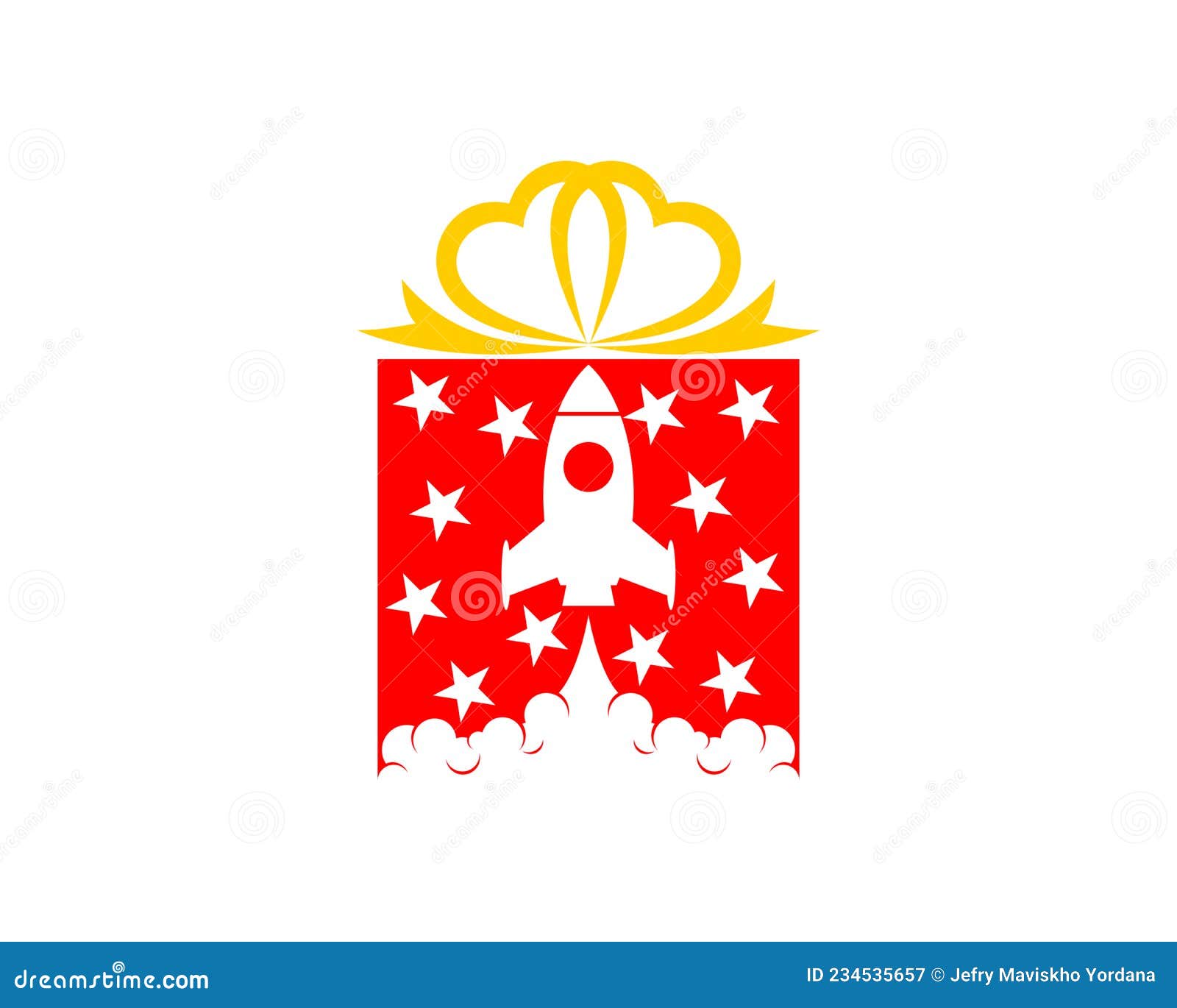 Gift Box with Rocket Launch Inside Stock Illustration - Illustration of ...