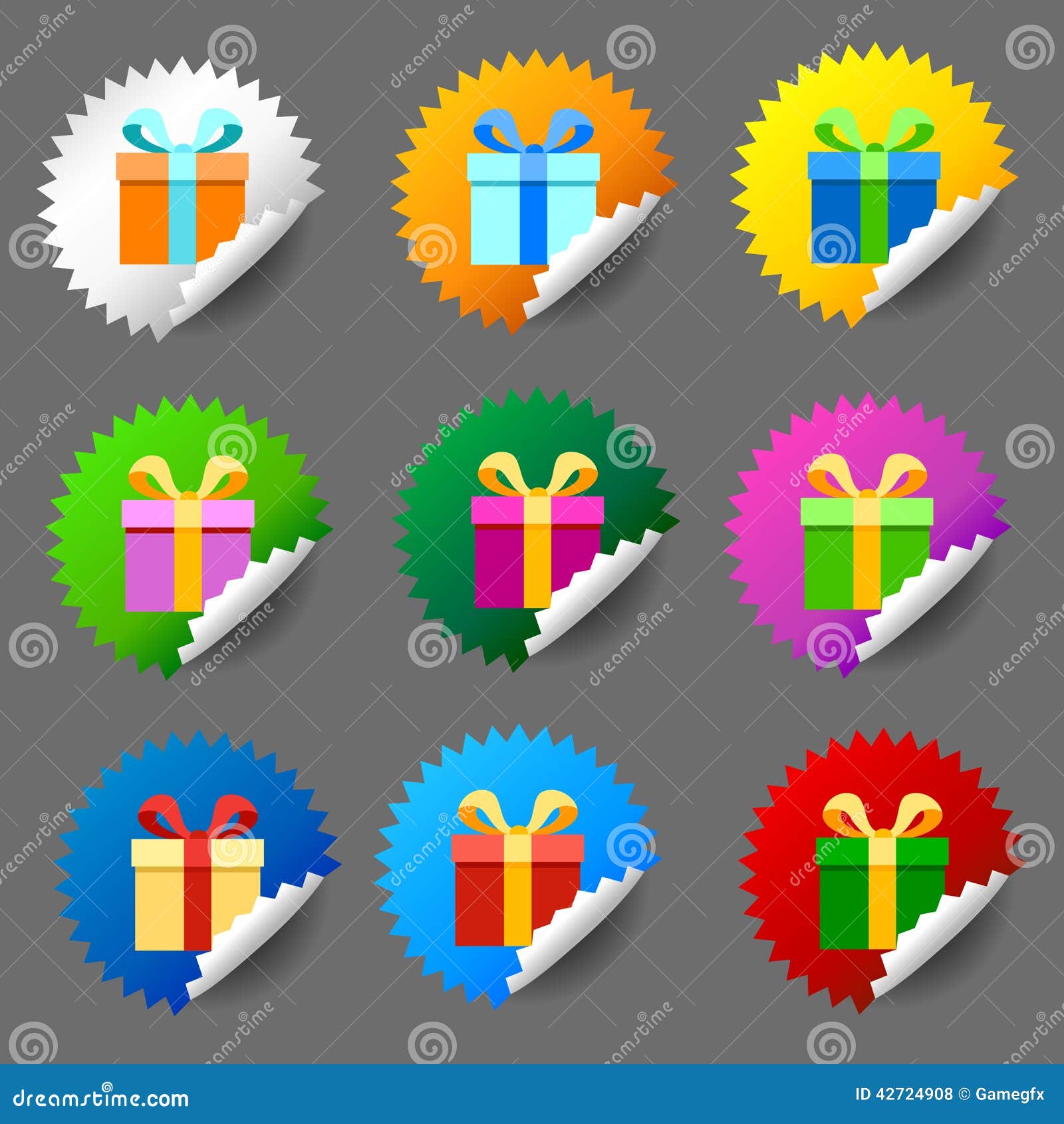 Gift box round label set stock vector. Illustration of gift - 42724908