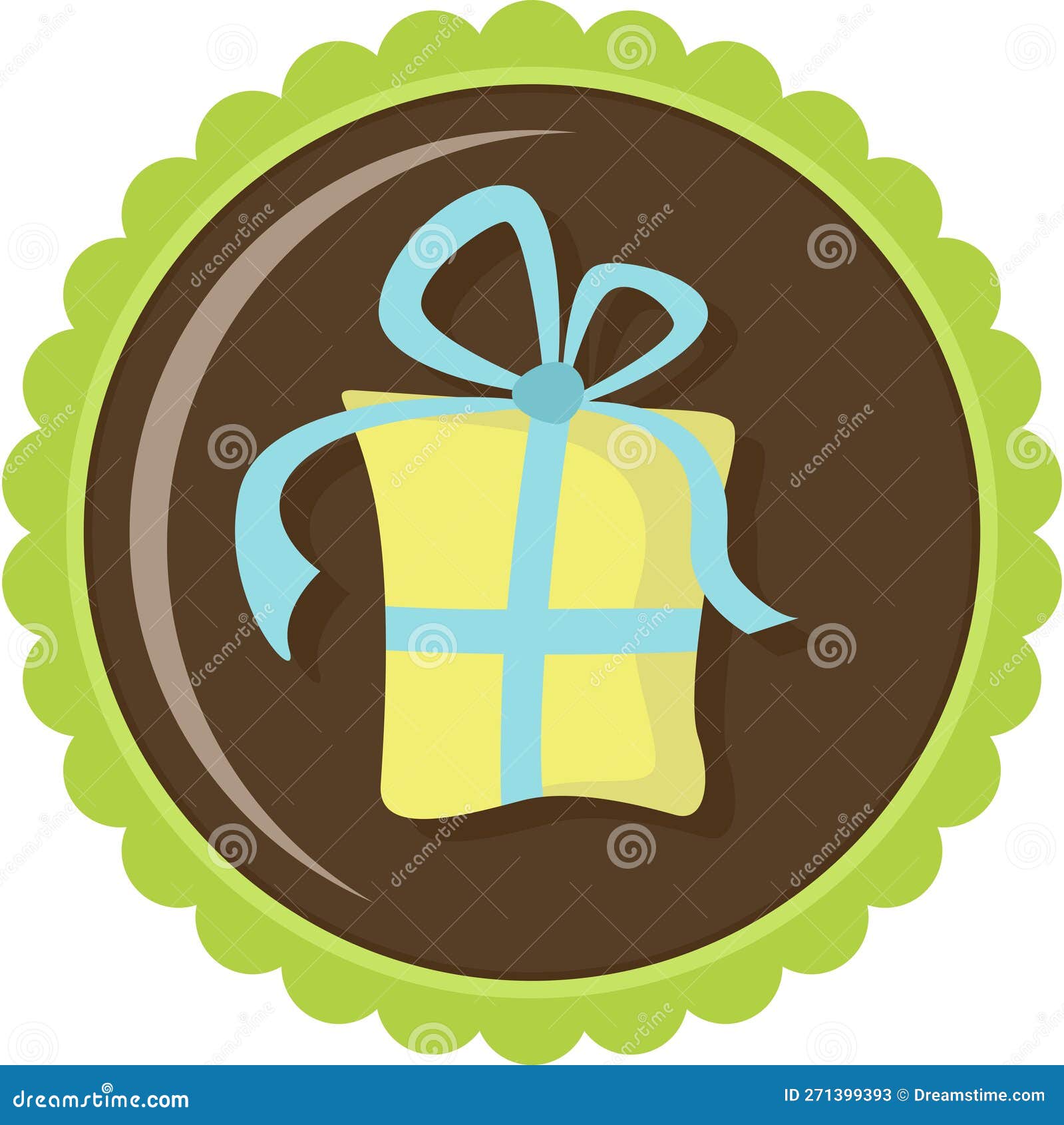 Gift Box Round Label Sticker Stock Vector - Illustration of funny, clip ...