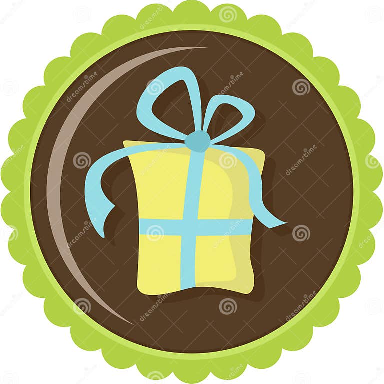 Gift Box Round Label Sticker Stock Vector - Illustration of funny, clip ...