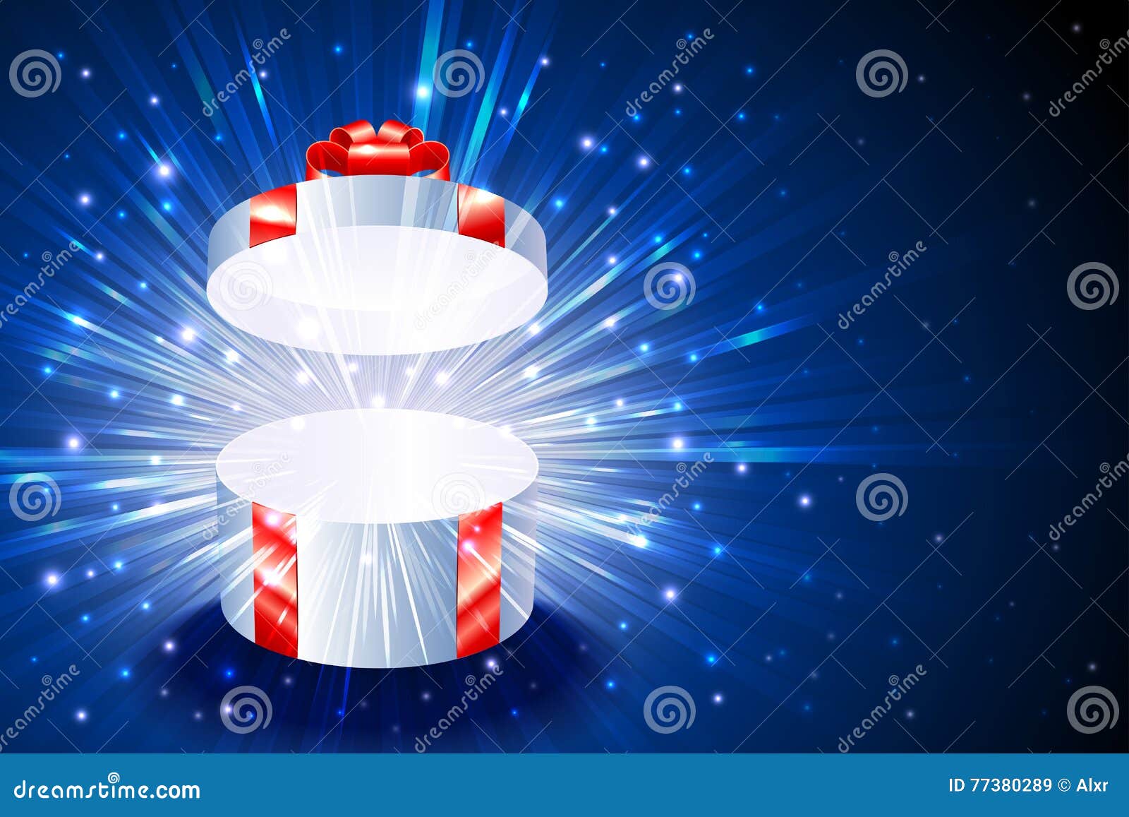 Gift Box Round Open Explosion Firework Shine Background Christmas Blue ...