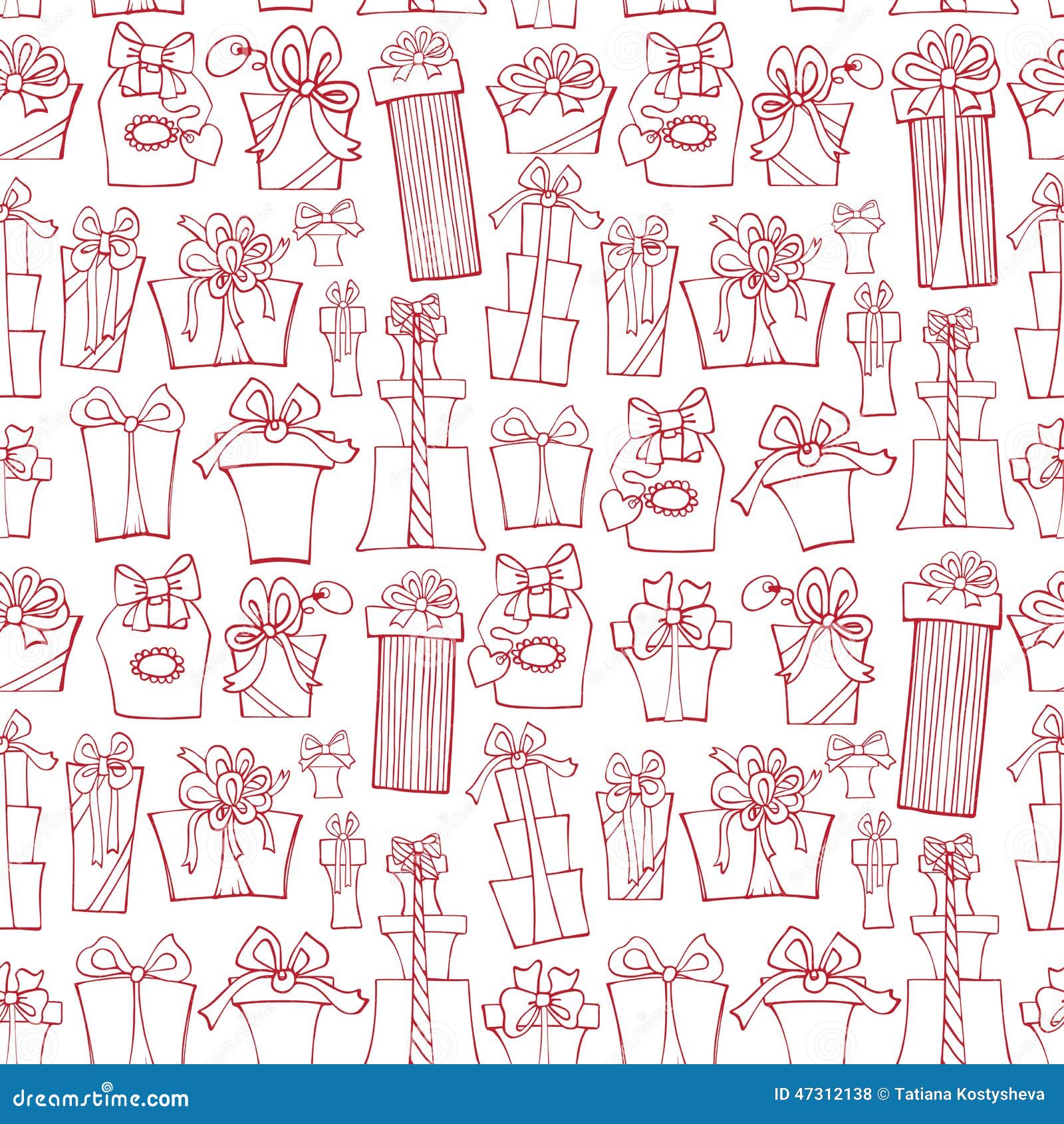 Gift Box Seamless Pattern.Outline Doodle Stock Vector - Illustration of ...