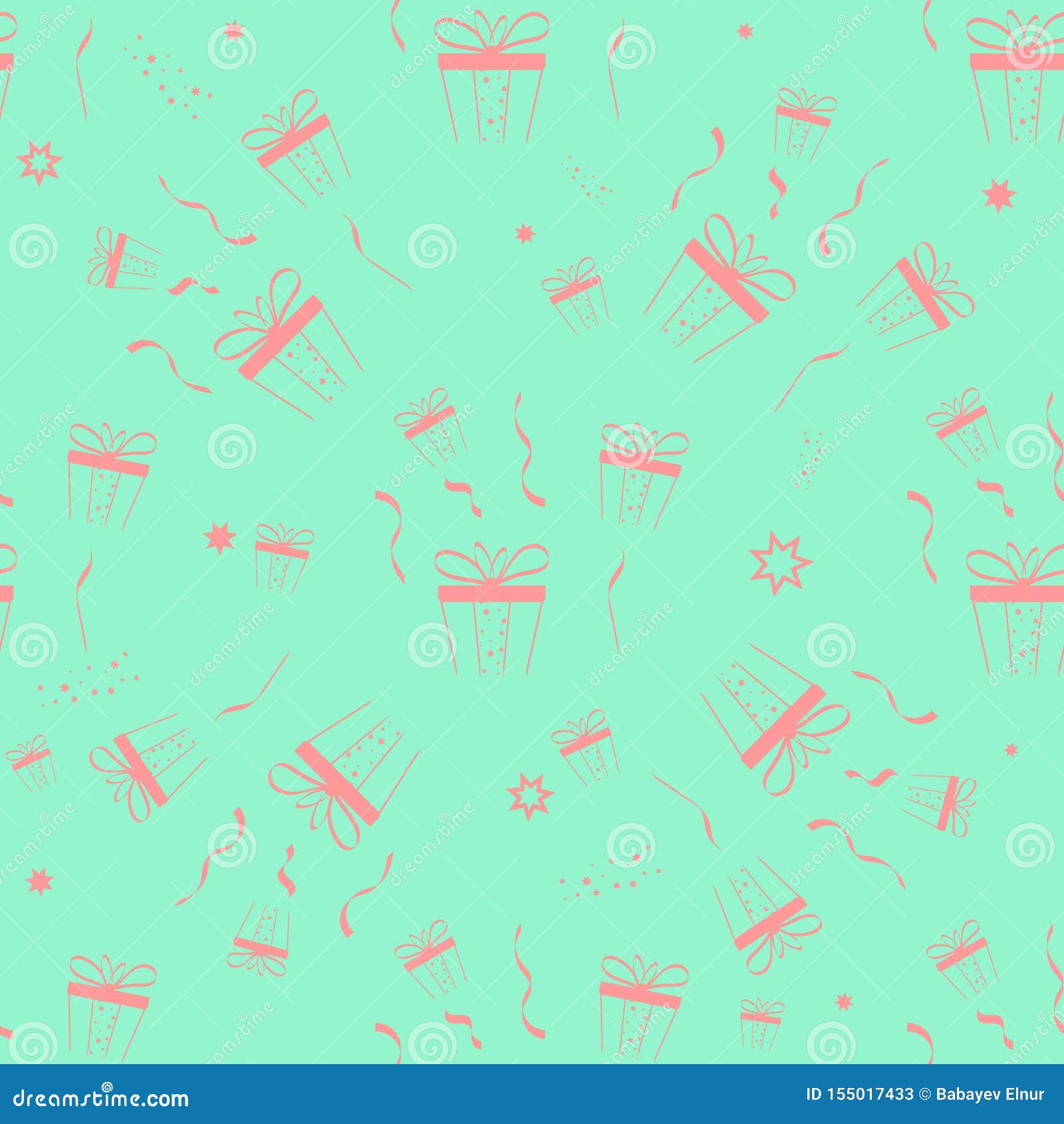 Gift Box Seamless Pattern. Vector Boxes with Gifts and Stars Background ...