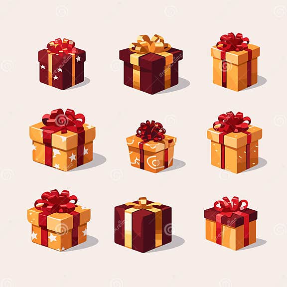 Gift Box Set Vector Flat Minimalistic Isolated Illustration Stock Vector - Illustration of ...