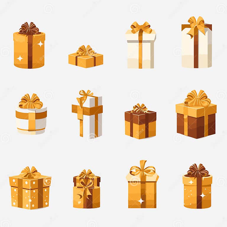 Gift Box Set Vector Flat Minimalistic Isolated Illustration Stock Vector - Illustration of icon ...
