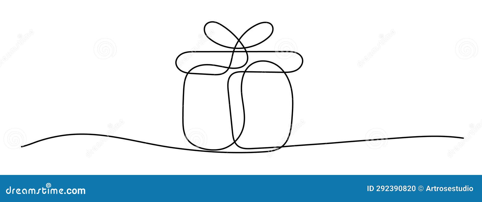 Gift Box Shape Drawing by Continuous Line, Thin Line Design Vector ...