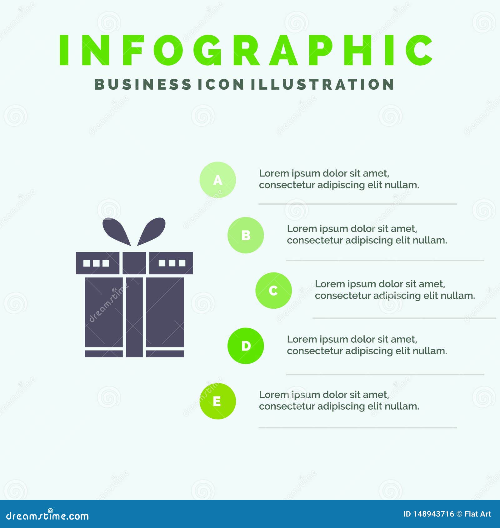 Gift, Box, Shopping, Ribbon Infographics Presentation Template. 5 Steps ...
