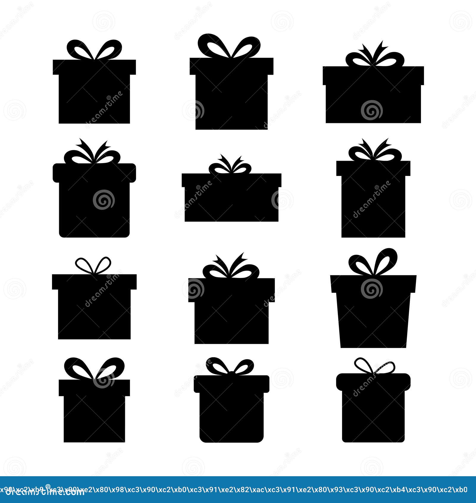 Gift box silhouette set stock illustration. Illustration of black ...