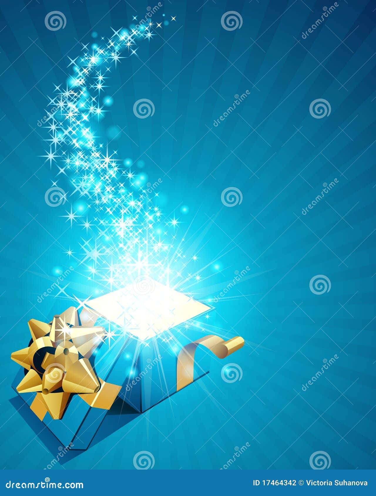 Gift Box with Sparkling Stars Stock Vector - Illustration of blue, gold ...