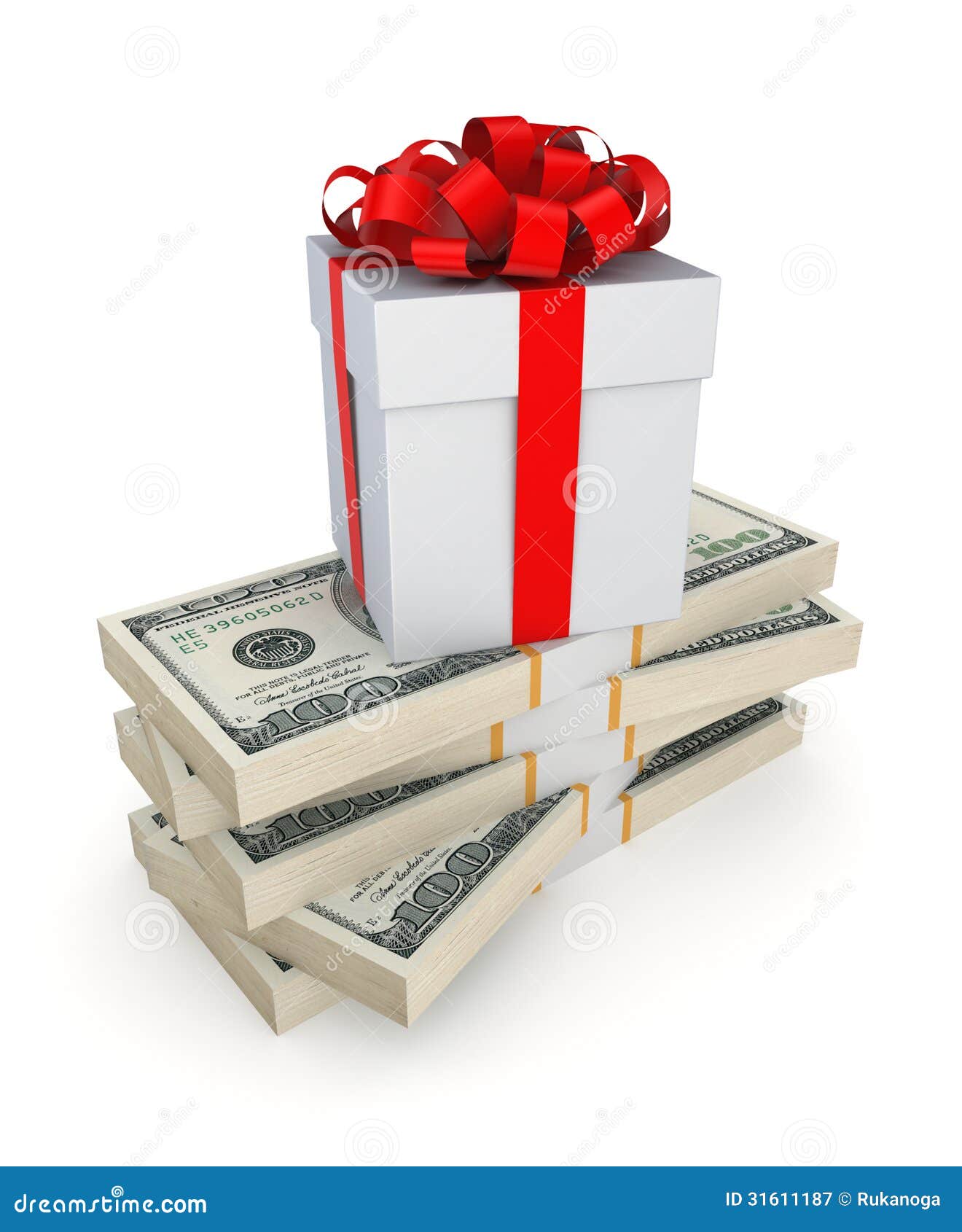 Gift Box on a Stack of Dollars. Stock Image - Image of financial ...