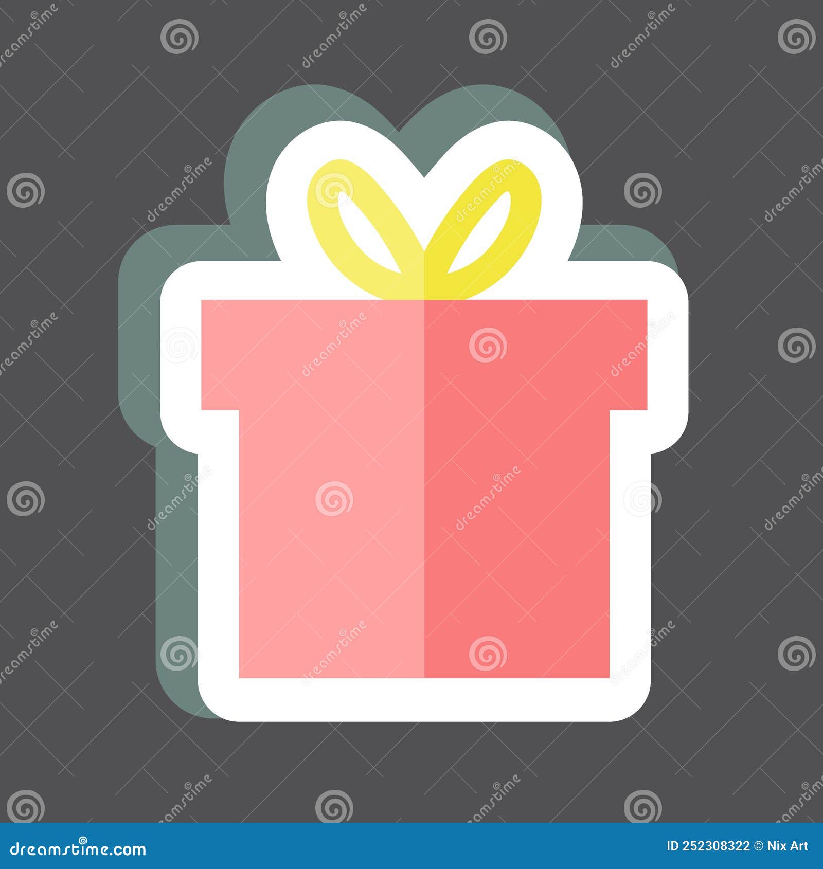 Gift Box Sticker in Trendy Isolated on Black Background Stock ...