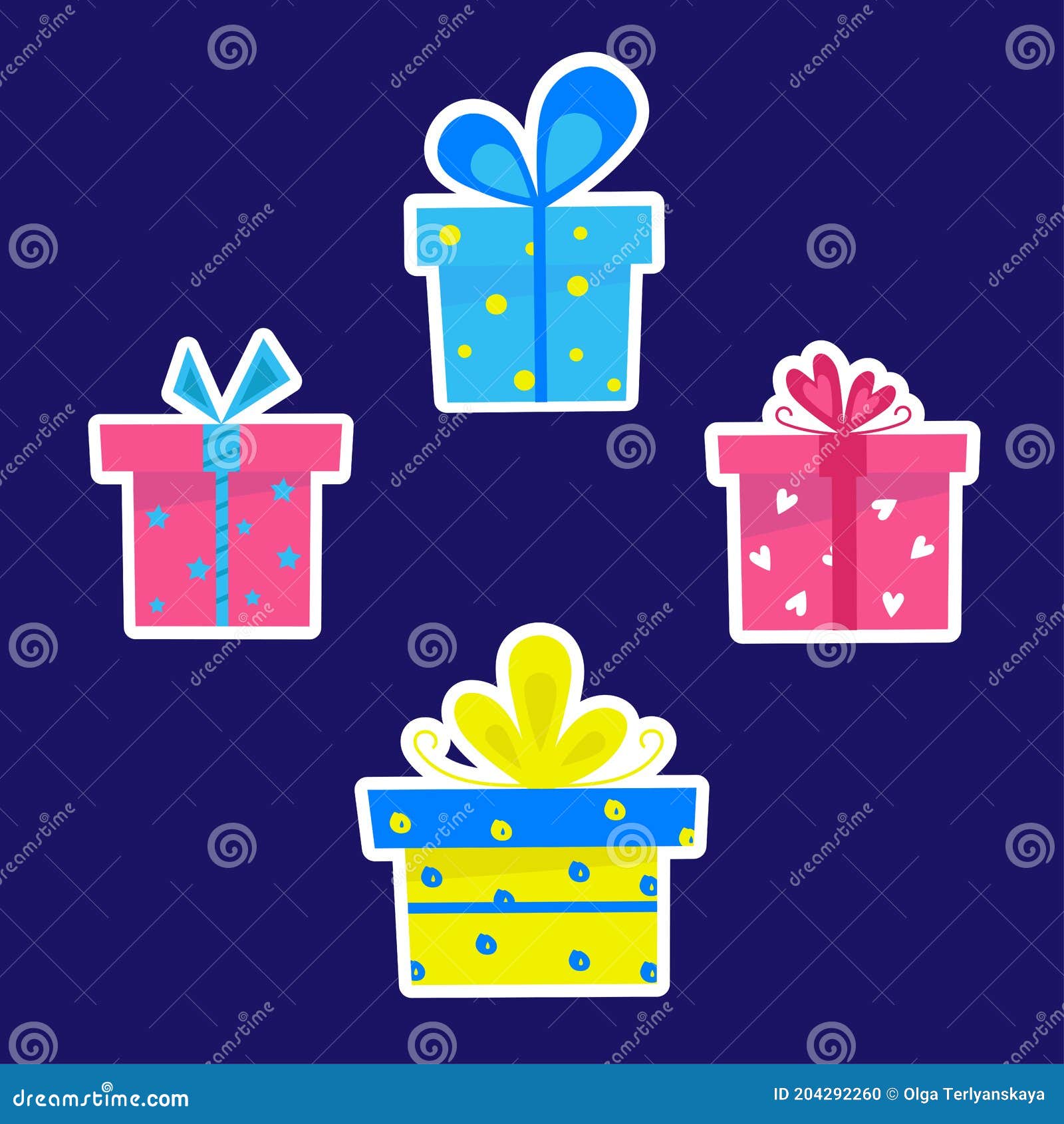 Gift Box Stickers. Set Collection Stock Vector - Illustration of ...