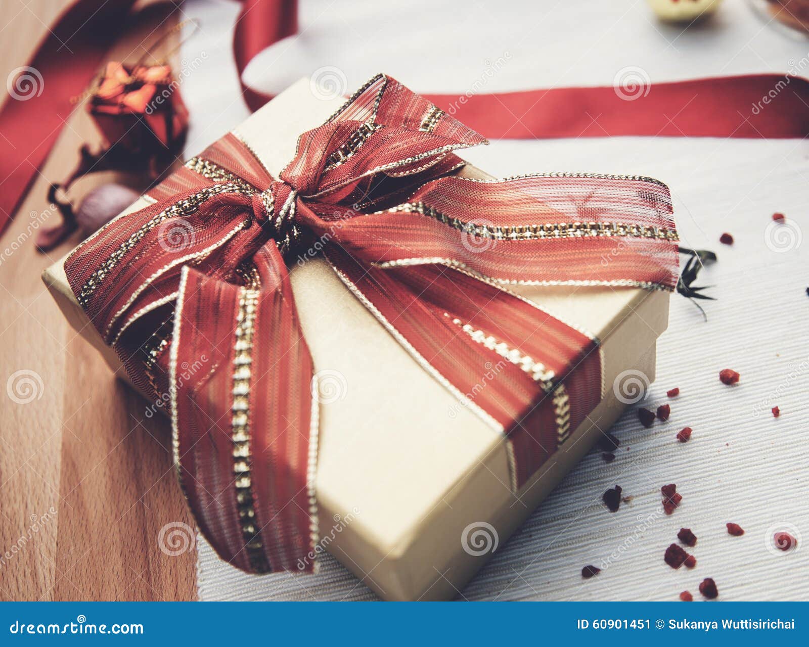 Gift box on table stock image. Image of material, event - 60901451
