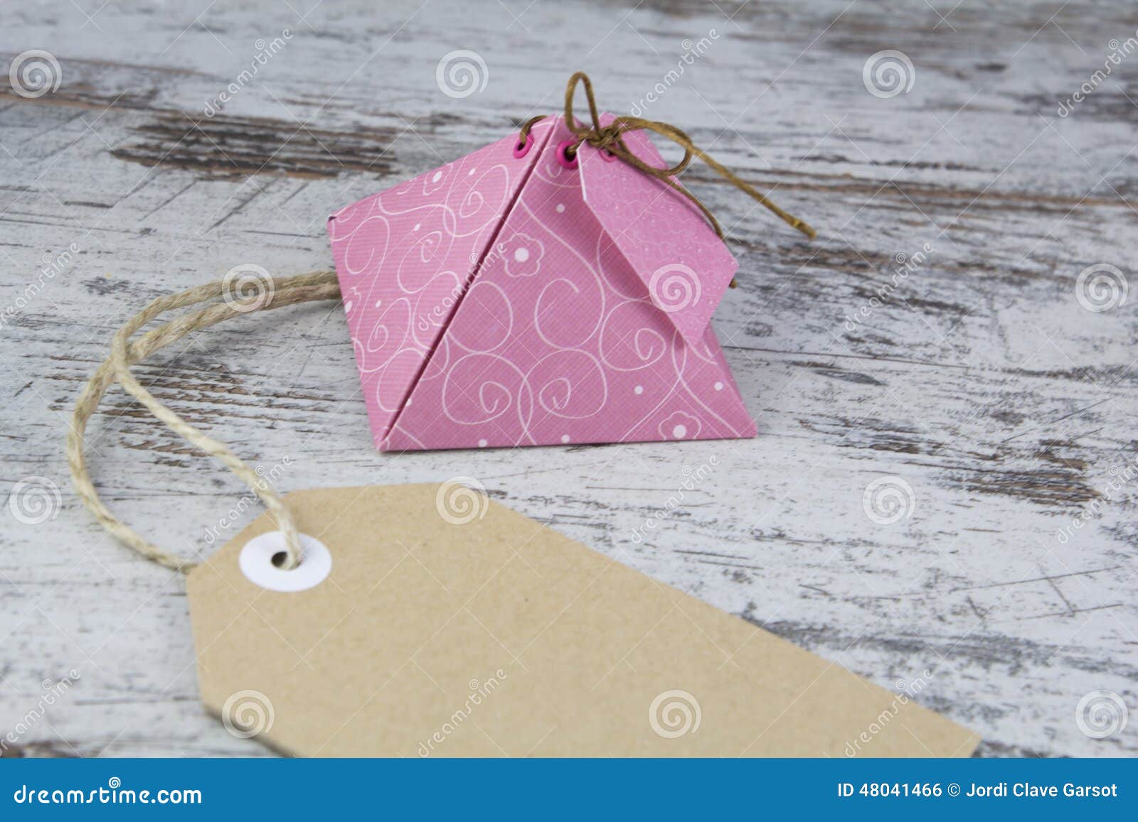 Gift box and tag stock photo. Image of thread, copy, cardboard - 48041466