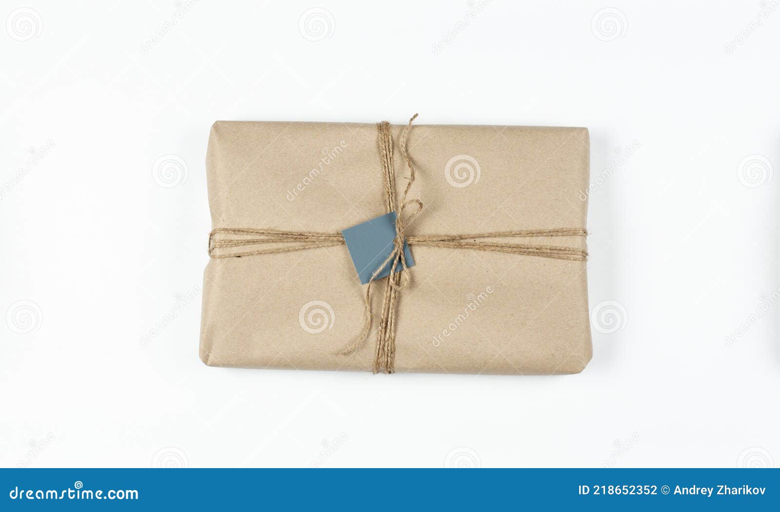 Gift Box with a Tag. Packing Tape. Surprise. on White Background. Stock ...