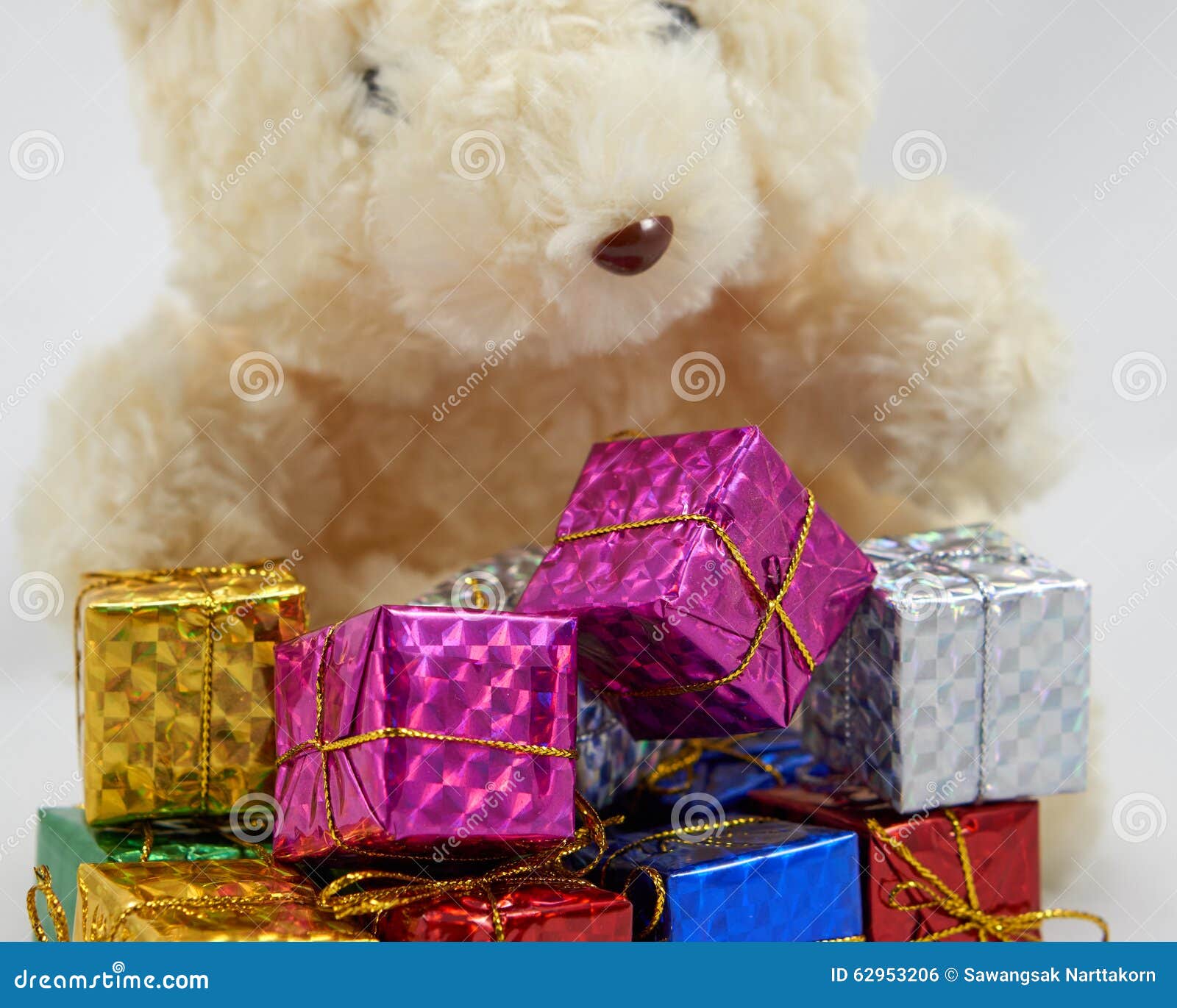 Gift box with teddy bear stock photo. Image of christmas - 62953206