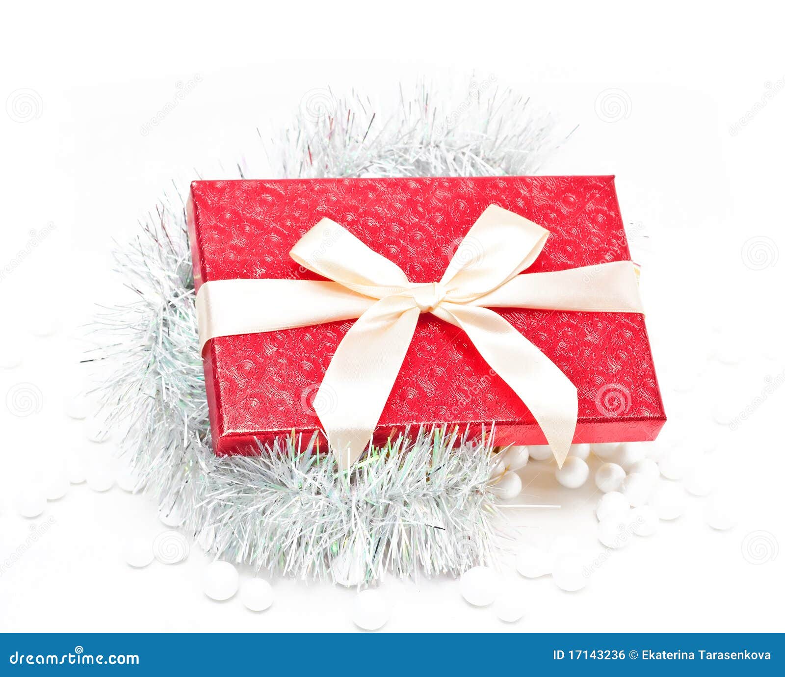 Gift box with tinsel stock photo. Image of party, decorate - 17143236